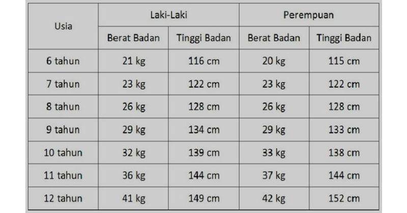 Tabel Tinggi dan Berat Badan Anak Usia 6-12 Tahun | Popmama.com