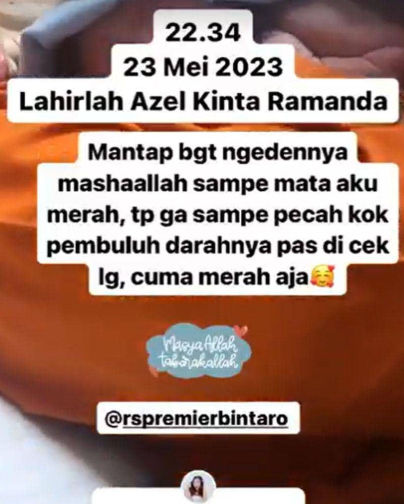Almira Andani Alami Pecah Pembuluh Darah saat Lahiran Normal | Popmama.com