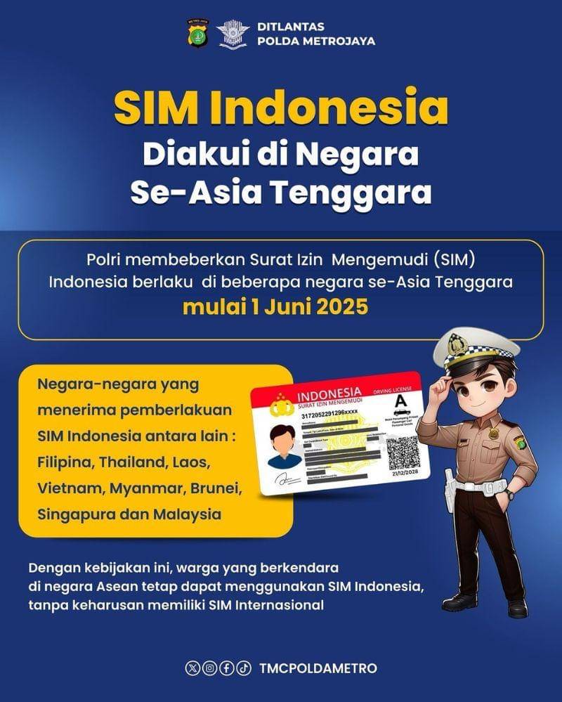 SIM Indonesia Bisa Dipakai di Negara ASEAN Mulai Juni 2025 | Popmama.com