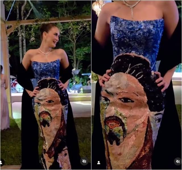 Detail Gaun Payet Luna Maya, Lukisan Sang Papa | Popmama.com