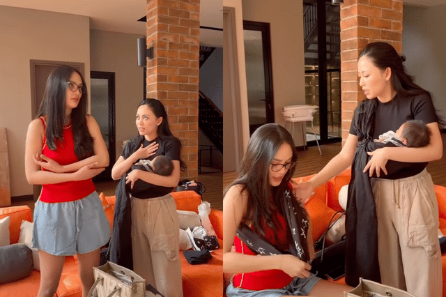 Momen Rachel Vennya Ajari Erika Carlina Cara Menggendong Bayi | Popmama.com